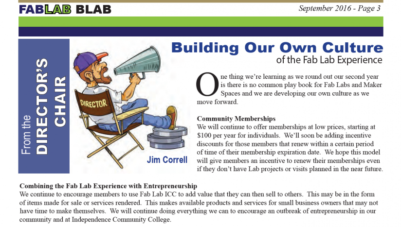 Independence Community College Fab Lab Blab - September | KMS ...